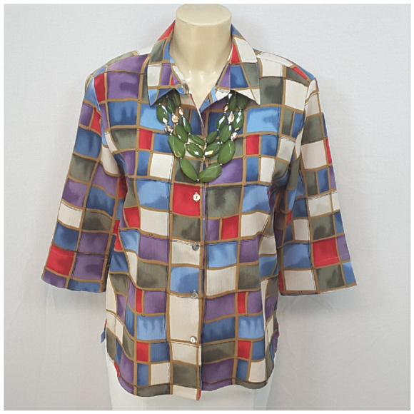 Allison Daley | Tops | Allison Daley Colorful Button Up Top Size 2 ...